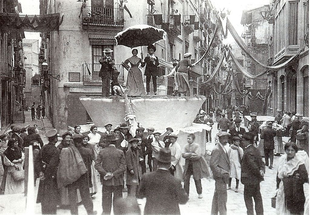 1914 Falla calles del Mar-Altar de San Vicente.Lema Xe, ves a patina ...